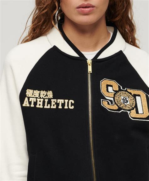 Damen College Bomberjacke Aus Jersey Mit Grafik Schwarzwollweiß