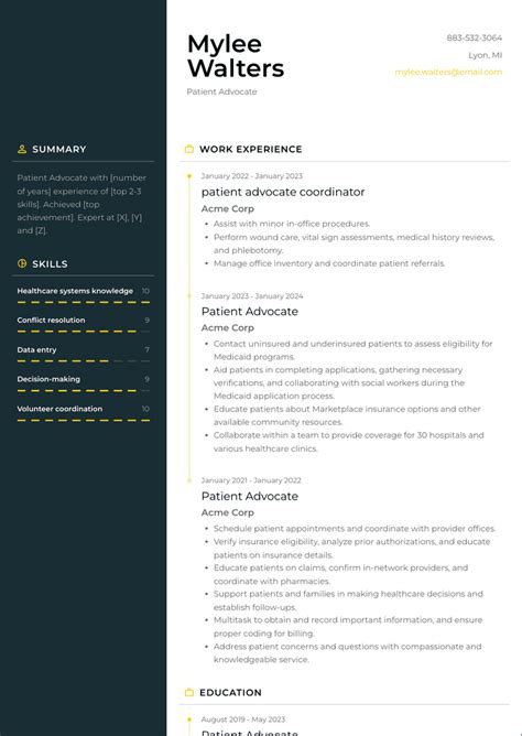 Patient Advocate Resume Examples And Templates