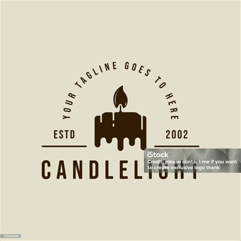 Lilin Vintage Vektor Ilustrasi Ikon Desain Grafis Tanda Atau Simbol Api