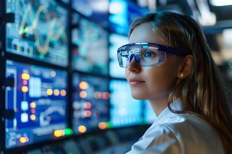 Woman Engineer Monitors Power Plant Safety From Control Room Concept