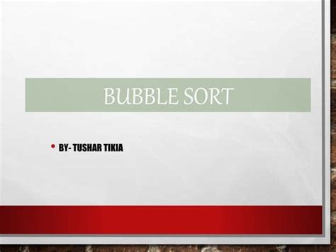 Bubble Sort Ppt