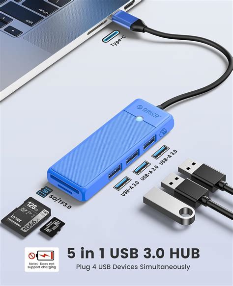 Hub Usb C Concentrador Usb Orico Con Lector De Tarjetas Sdtf 3