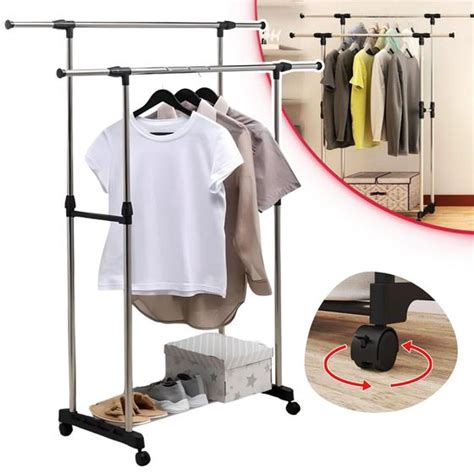 Arara de Roupas Cabideiro Preto Inox Closet Ferro Chão AuShopExpress Arara de Roupas