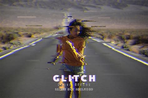 premium psd glitch tv noise distortion photo effect template