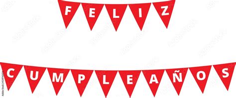 Banderin de Feliz cumpleaños de color rojo Icono vector Stock Vector Adobe Stock