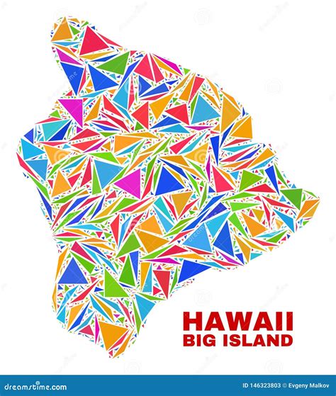 Hawaii Big Island Map Mosaic Of Color Triangles Stock Vector