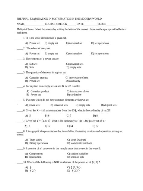Mmw Prefinals Pdf Set Mathematics Function Mathematics
