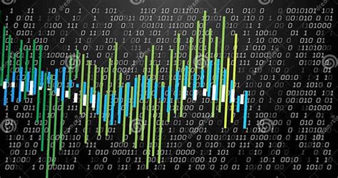 binary code and bar graph image representing data analysis stock image