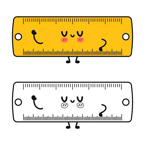 Cute Ruler Outline Cartoon Illustration For Coloring Book 49190017