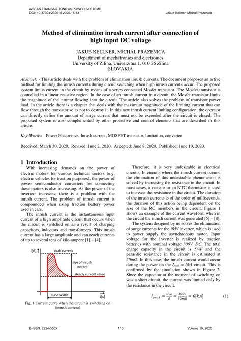 Pdf Method Of Elimination Inrush Current After Connection Of High