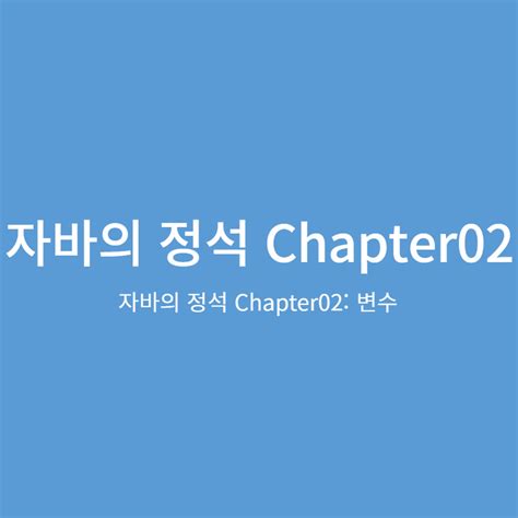 자바의 정석 Chapter02 변수
