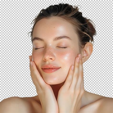 Premium Psd A Woman With Her Eyes Closed And The Other Hand On Her Face