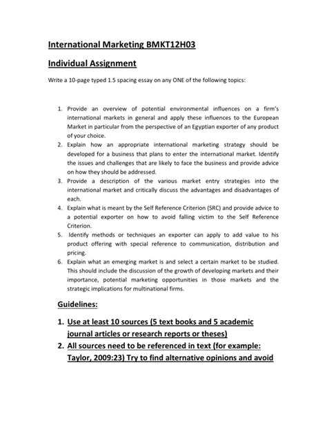 International Marketing Bmkt12h03 Individual Assignment Pdf