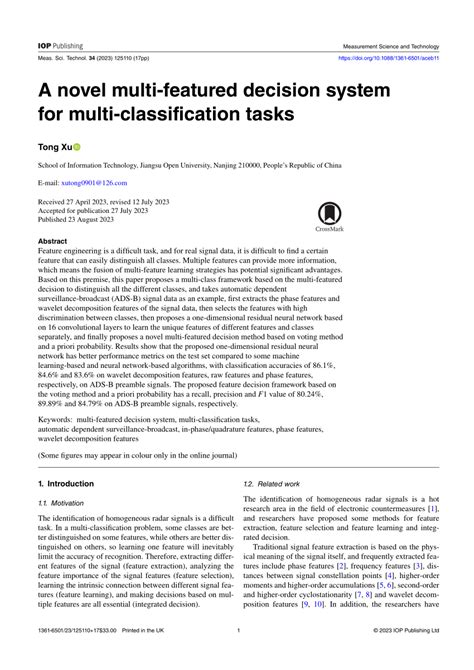 A Novel Multi Featured Decision System For Multi Classification Tasks Request Pdf