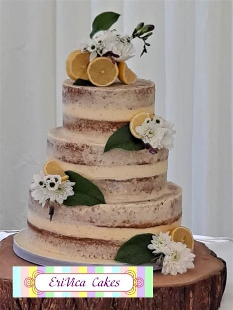 Semi Naked Lemon Wedding Cake Fresh And Elegant