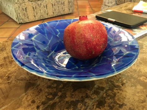 Fused Glass Bowl Blue Mosaic Design Etsy
