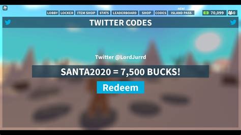 5 New Island Royale Codes Working Youtube