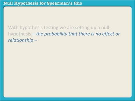 Null Hypothesis For Spearmans Rho Ppt