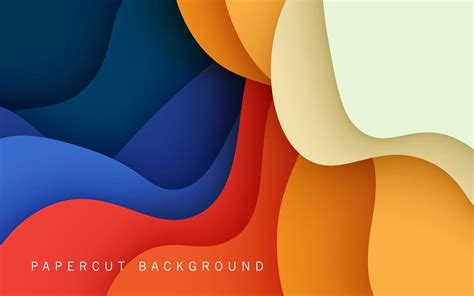 Abstract Blue Yellow Orange Liquid Color Papercut Wavy Layers Background Eps10 Vector 20526376