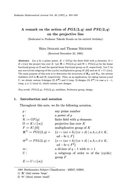 pdf a remark on the action of pgl 2 q and psl 2 q on the projective