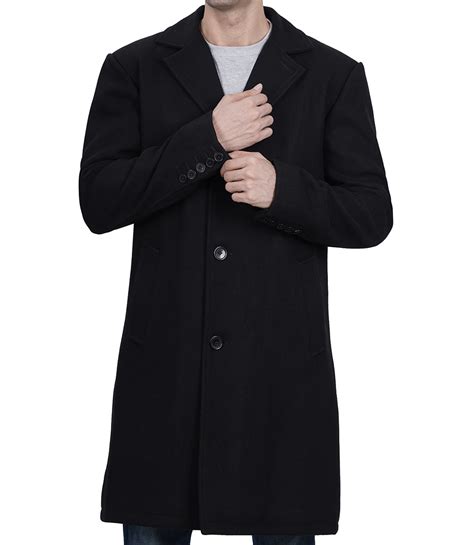 Classic Mens Long Wool Overcoat Topcoat