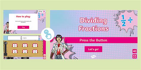 👉 Dividing Fractions Press The Button Game Ks2 Revision