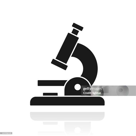 Microscope Icon With Reflection On White Background High Res Vector