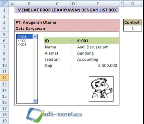 Membuat Profile Dan Data Karyawan Dengan List Box Dalam Excel Belajar