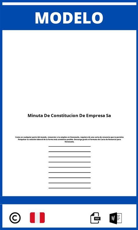 Modelo De Minuta De Constitucion De Empresa Sa 2025