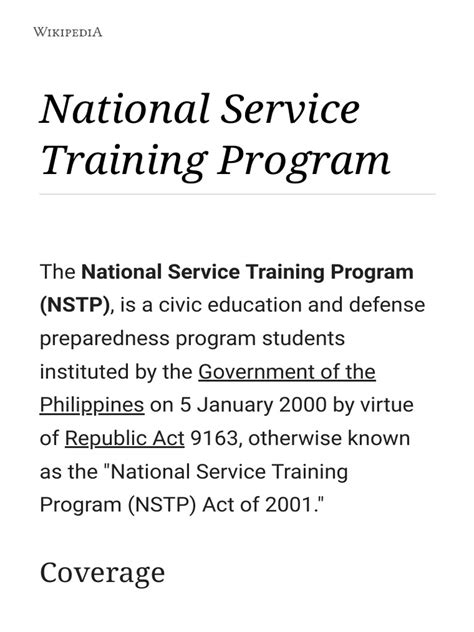 National Service Training Program Pdf Military Philippines