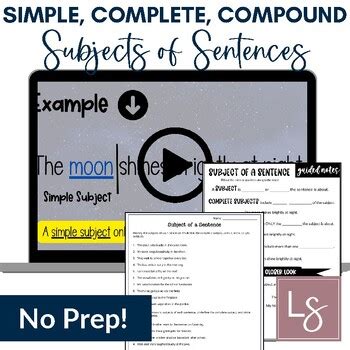 Simple Complete Compound Subject Of A Sentence Grammar Video Lesson Practice