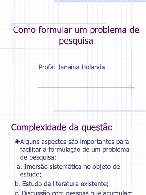 Como Formular Um Problema De Pesquisa Pdf