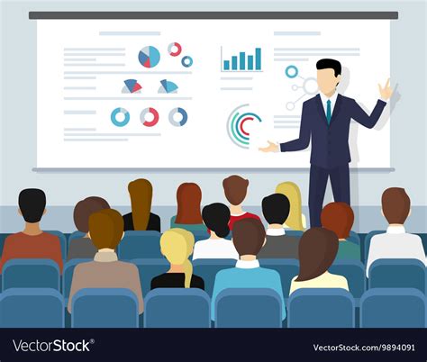 Business Seminar Speaker Doing Presentation Vector Image