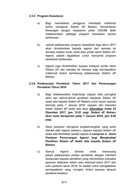 Garis Panduan Agensi Untuk Persediaan Pelaksanaan Perolehan Kerajaan Melalui Sistem E P Baharu Pdf