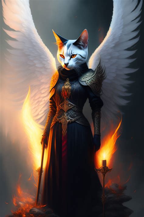 Lexica A Detailed Full Body Portrait Of A Witch Demon Tabby White Cat