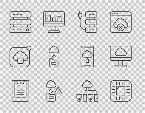 Set Line Server Data Report Processor With Cpu Cloud Technology Data