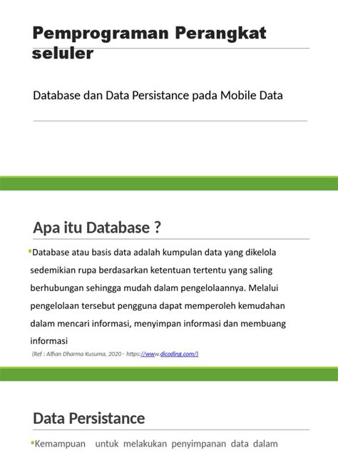 Pertemuan 5 Database Dan Data Persistance Pada Mobile Data Pdf