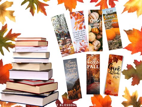 Printable Fall Bookmarks Fall Printable Fall Bookmark Set Autumn