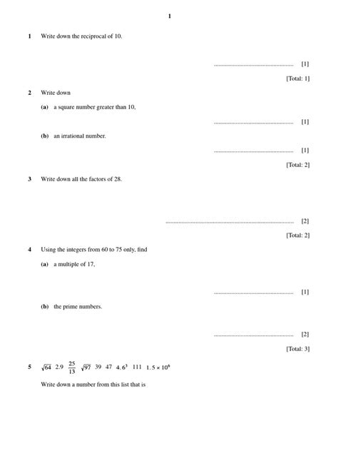 Year 8 Worksheet 1 Pdf