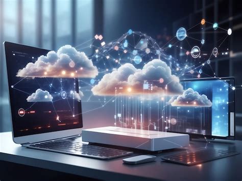 Premium Ai Image Cloud Computing Technology And Online Data Storage For Business Network Concept
