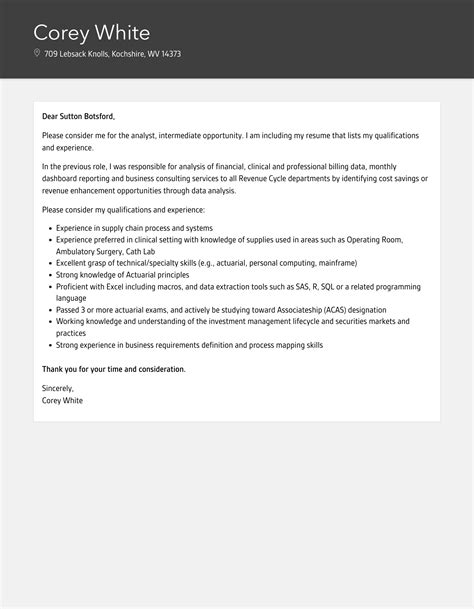 Analyst Intermediate Cover Letter Velvet Jobs