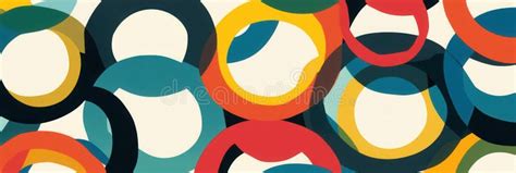Geometric Pattern Of Interlocking Circles Featuring Bold Primary Colors