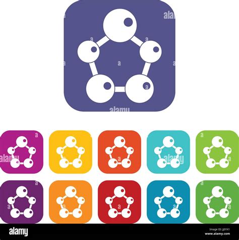 Chemical And Physical Molecules Icons Set Flat Stock Vector Image And Art Alamy