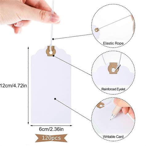 120 Pack Tags With Elastic String Marking Hang Tags With String