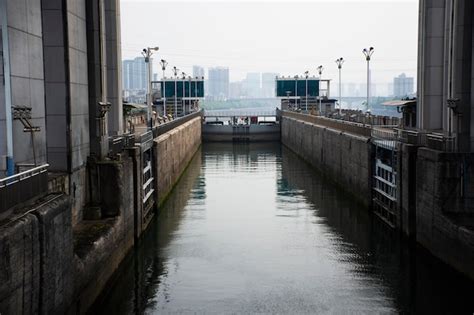 Premium Photo Traffic Boat Door Navigation Lock Of Three Gorges Dam