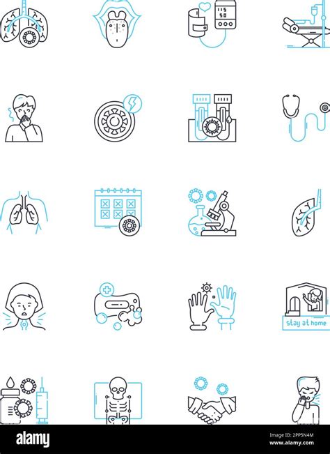 pandemic intervention linear icons set quarantine isolation contact