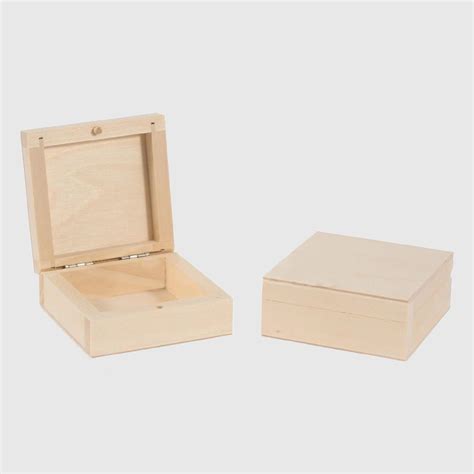 Small Square Wooden Hinged Box For Bracelet Jewellery