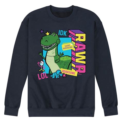 Toy Story 4 Rex Graphic Mens Crew Neck Fleece Pullover
