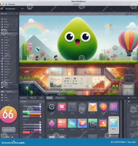 Game Development Software Interface With Level Editor Asset Li Stock