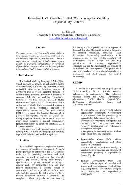 pdf extending uml towards a useful oo language for modeling dependability features